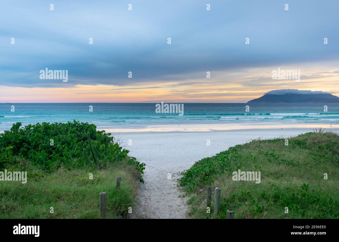 Beautiful beach landscape with colorful sunset in Brazil Stock Photo ...