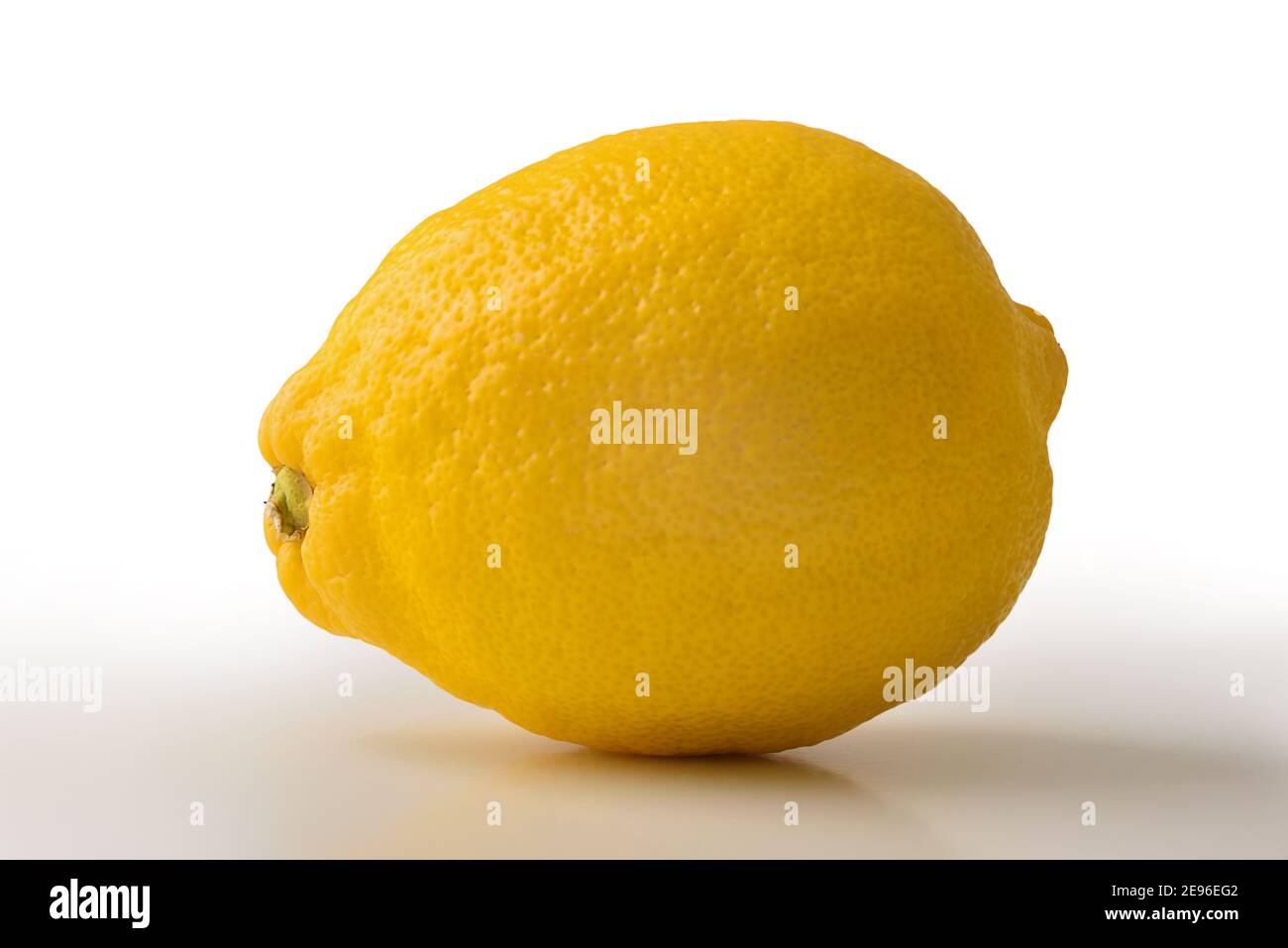 Lemon piece on white base and white isolated background. Horizontal ...