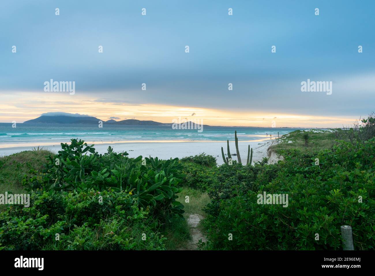 Beautiful beach landscape with colorful sunset in Brazil Stock Photo ...