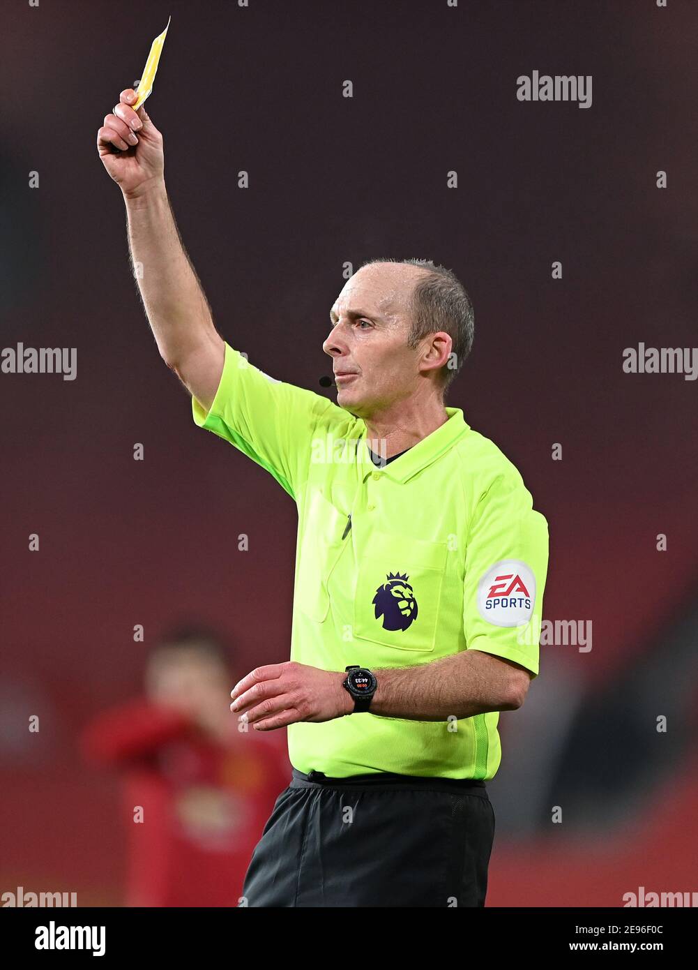 Referee Mike Dean during the Premier League match at Old Trafford ...
