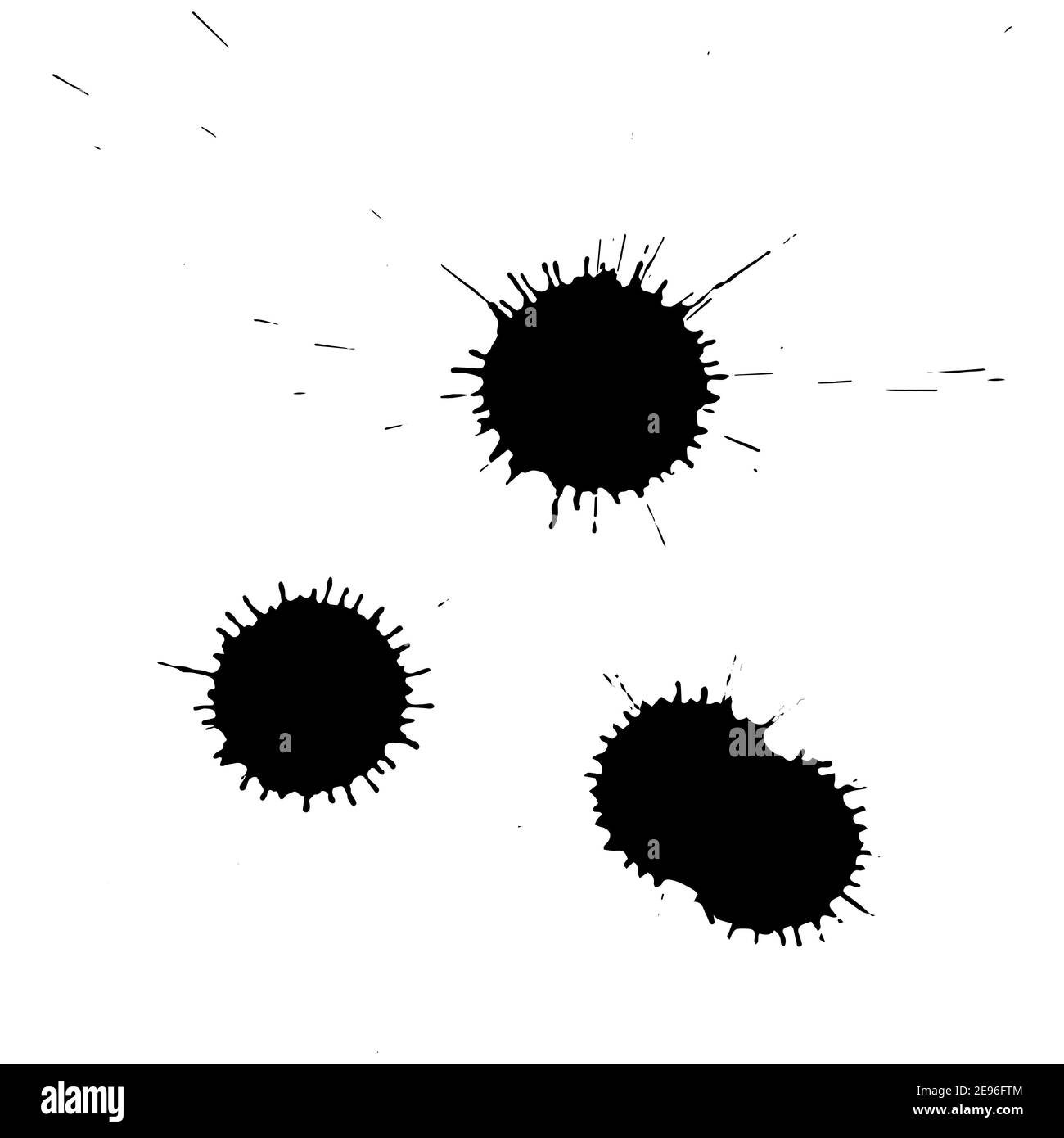 Black spots, drops, and splashes made by ink. Grunge shapes and ...