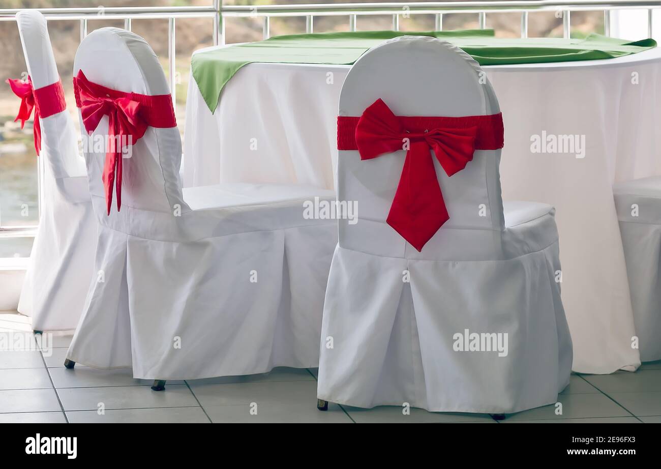 Beautiful chairs decoration ribbon bow hi-res stock photography and ...