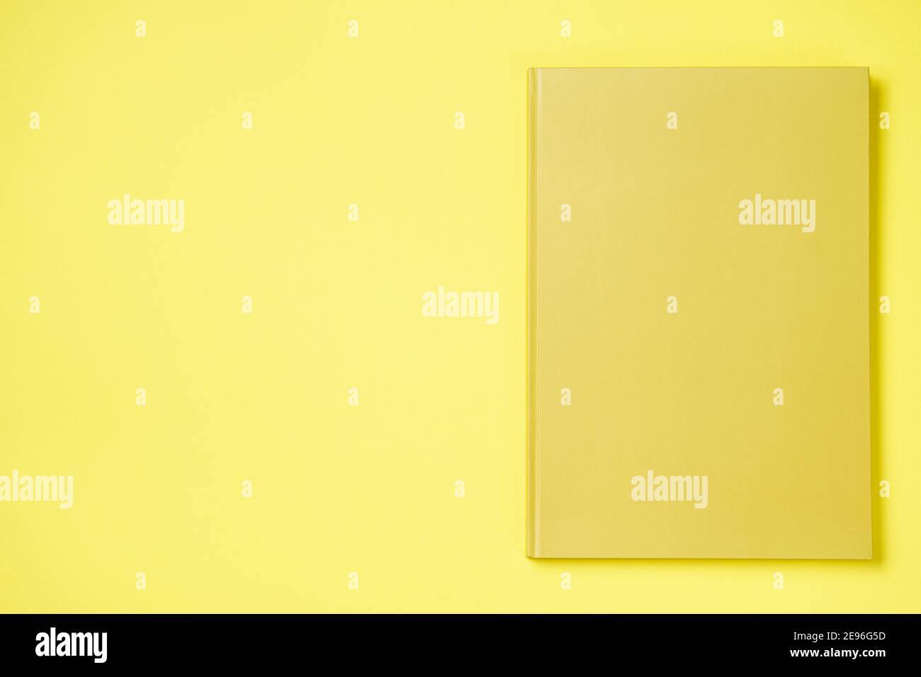 Leather notebook cover on a paper yellow background, notepad mock up ...