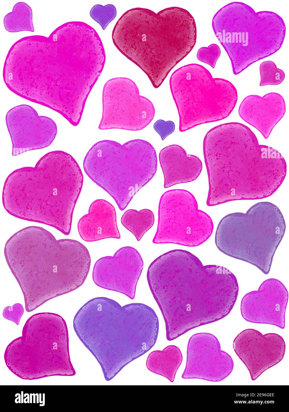 Digital illustration of multicolor pink hearts Stock Photo - Alamy