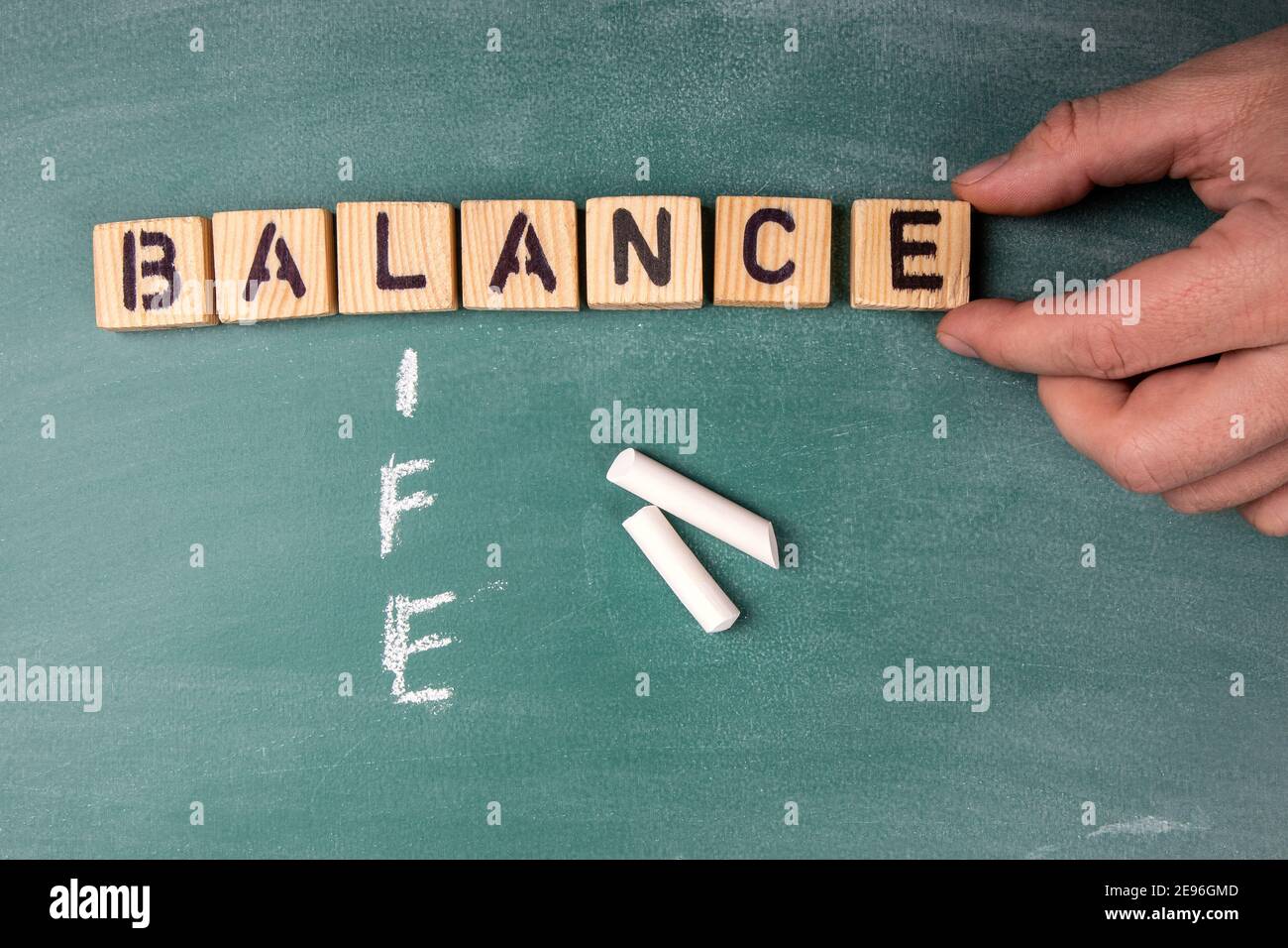 Life Balance concept. Text from letters of the wooden alphabet on a ...
