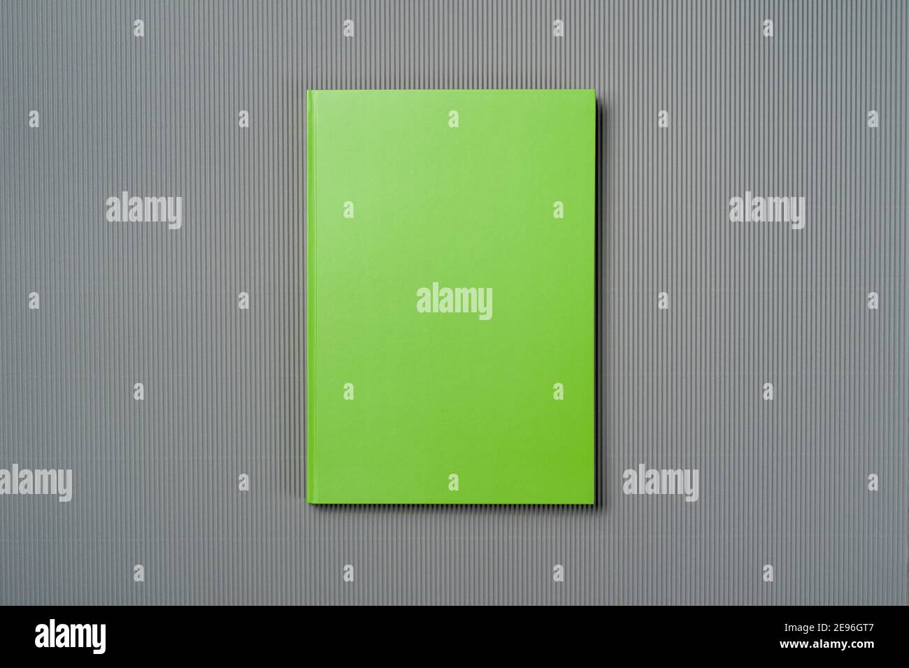 Green Leather notebook on paper gray background, notepad mock up, top ...