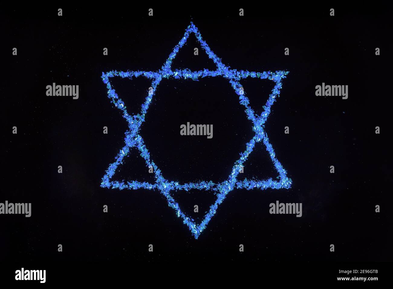 Blue star of David. Jewish symbol on black background Stock Photo - Alamy