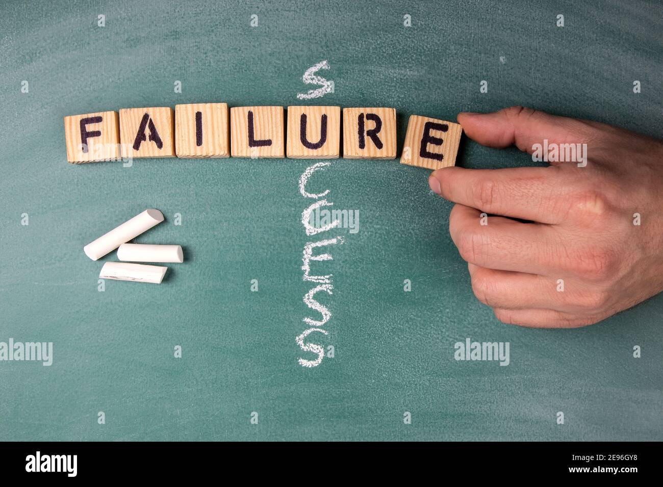 Failure and Success concept. Text from letters of the wooden alphabet ...