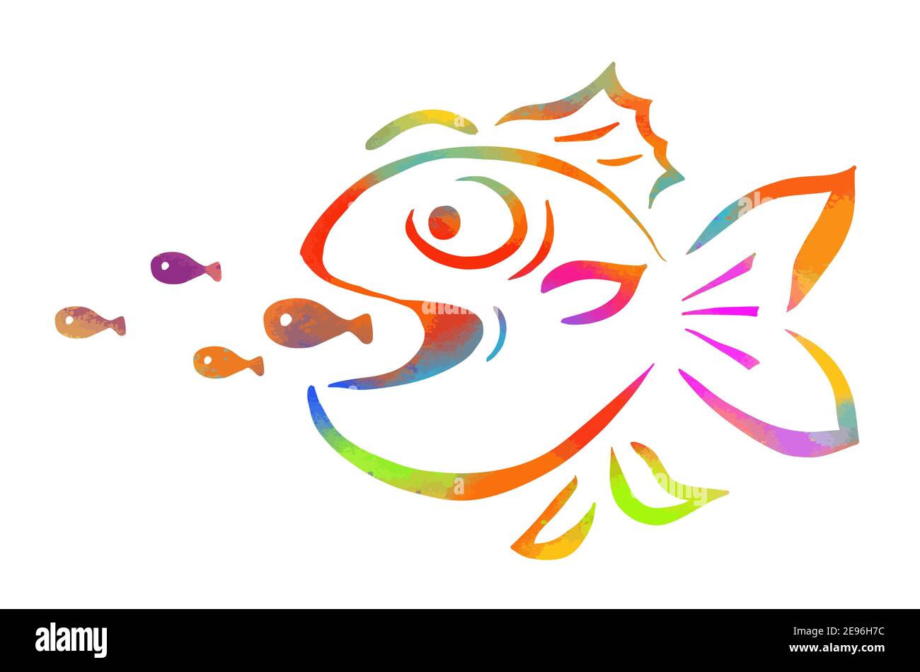Predator eats predator. Hungry evil fish. Vector illustration Stock ...