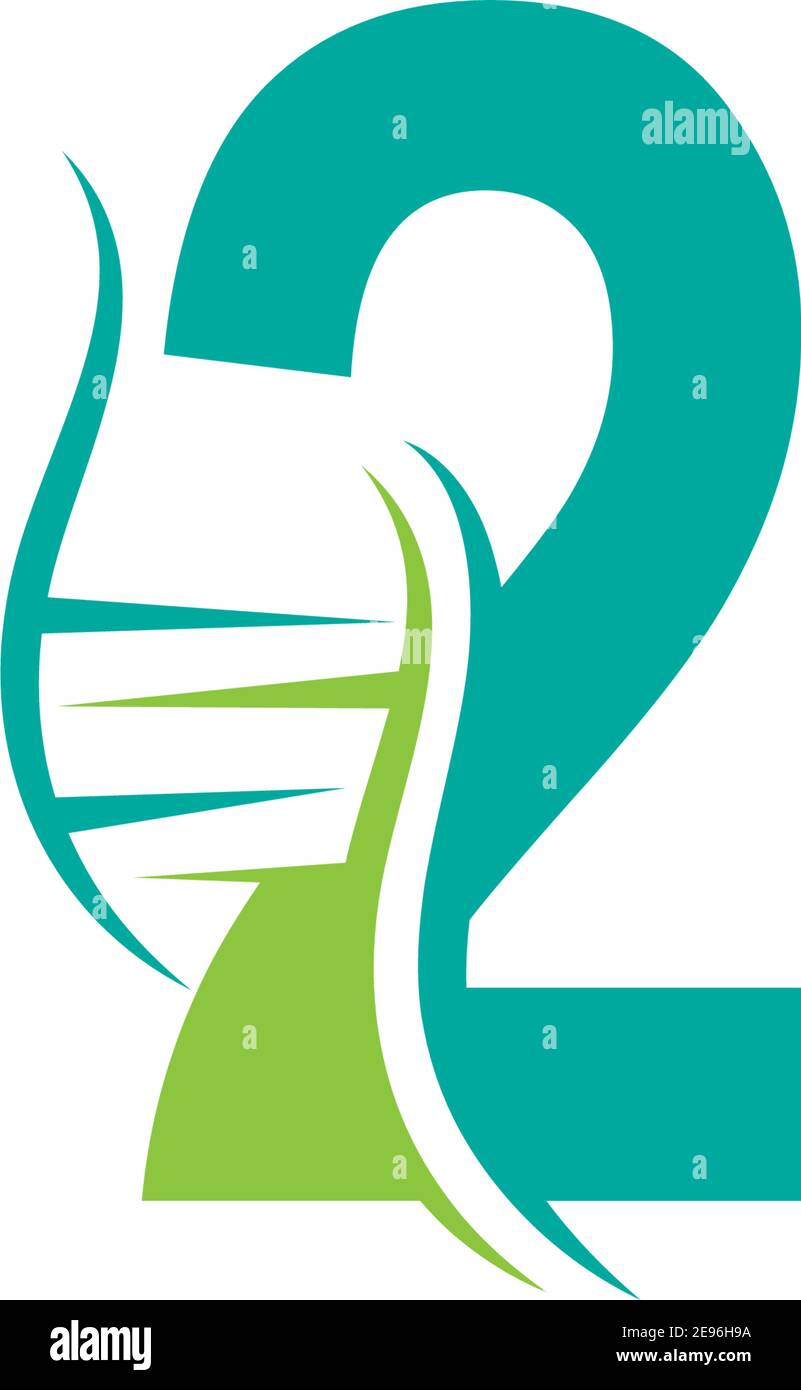 DNA icon logo with number 2 template design illustration Stock Vector ...