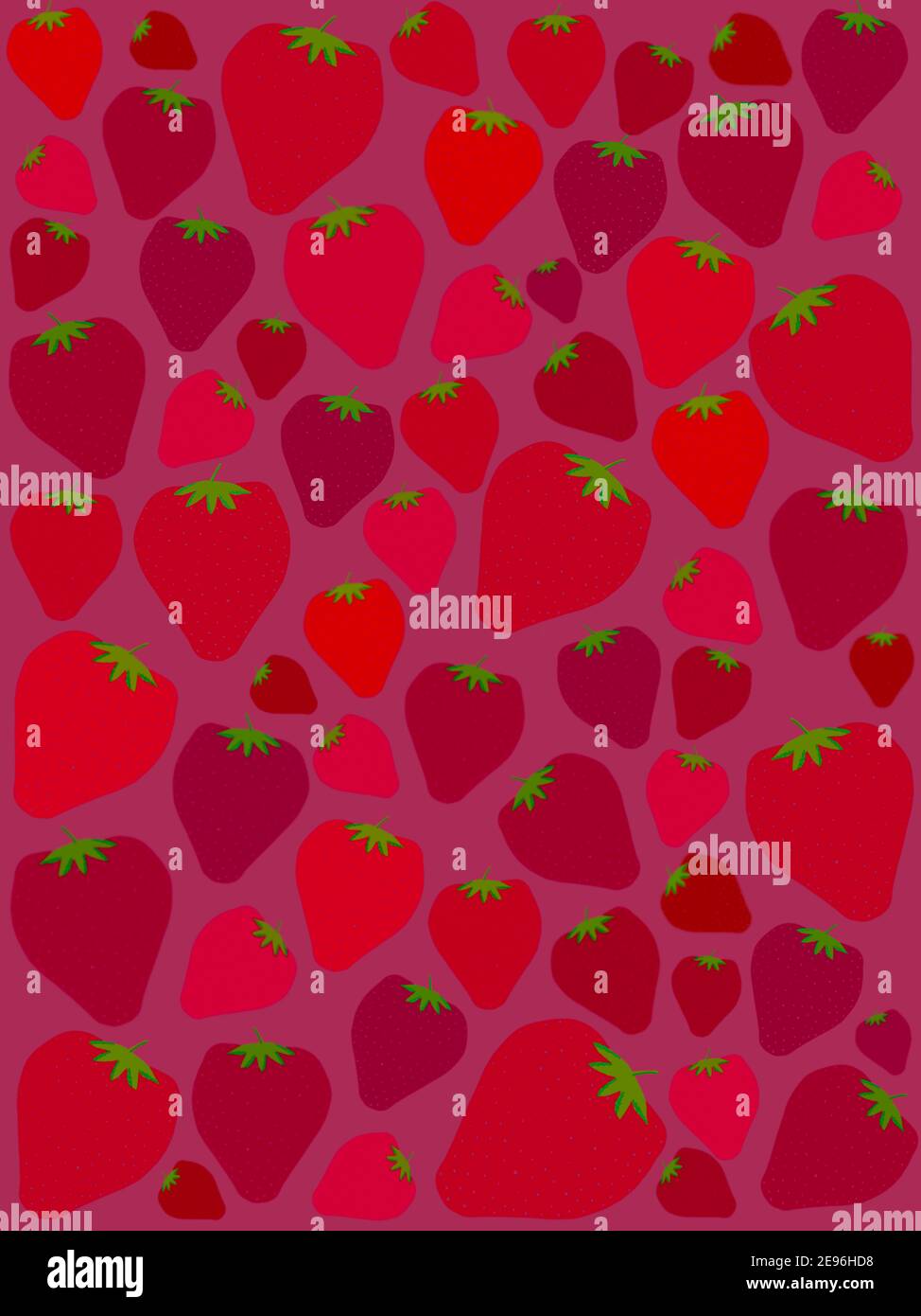 Digital illustration wallpaper of colorful strawberries with stems ...
