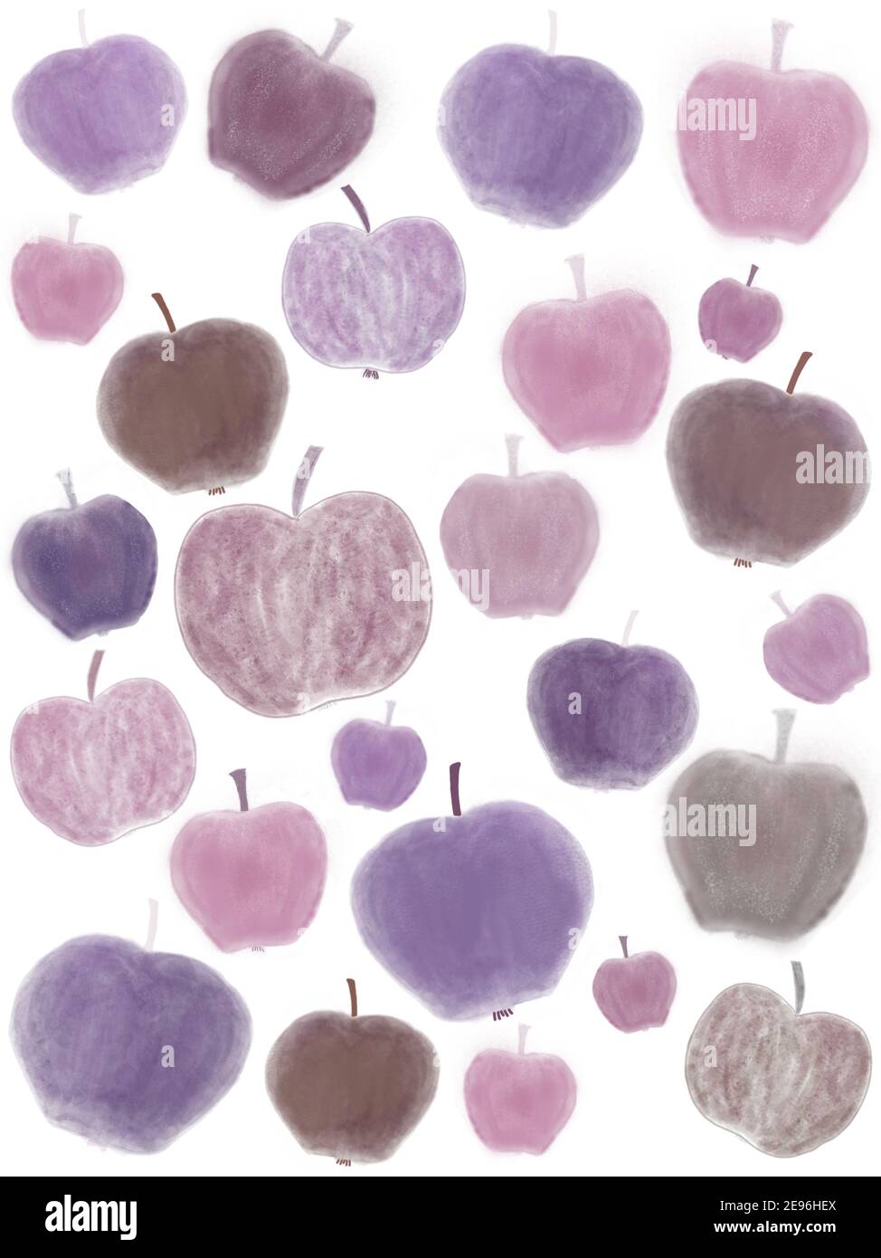 Digital illustration wallpaper of colorful apples with stems Stock ...