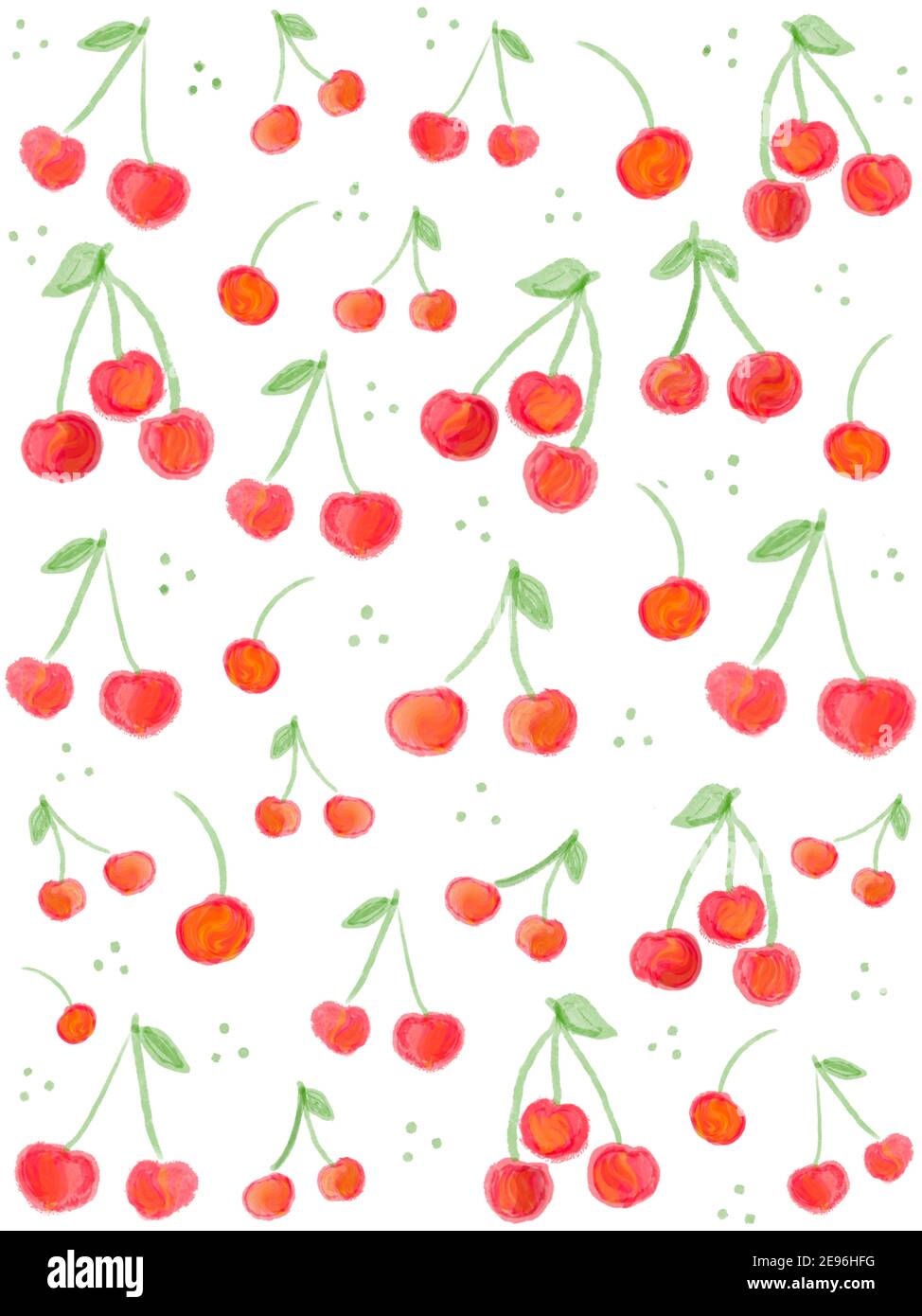 Digital illustration wallpaper of colorful cherries with stems Stock ...