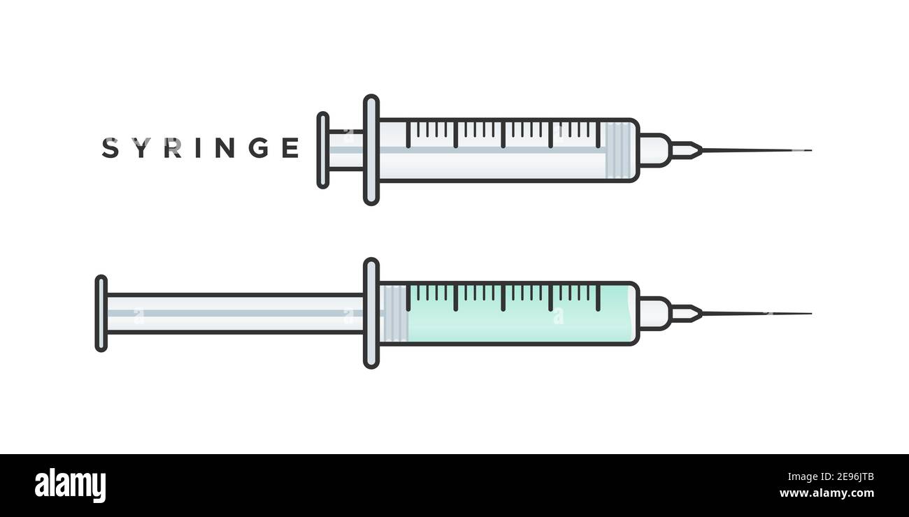 Empty syringe and full syringe. For vaccination, injection, medical use ...