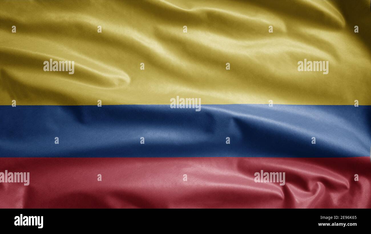 Colombian flag waving in the wind. Close up of Colombia banner blowing ...