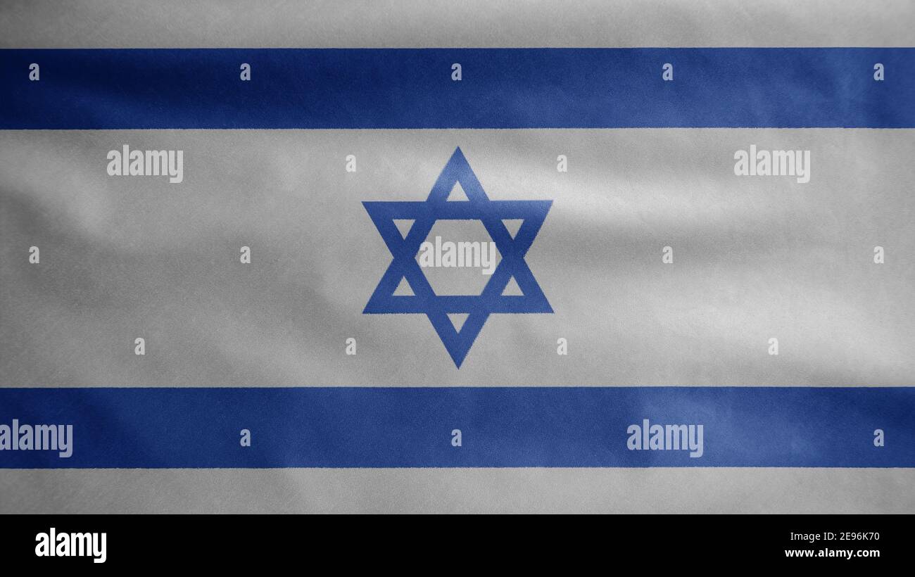 Israeli flag waving in the wind. Close up of Israel banner blowing ...