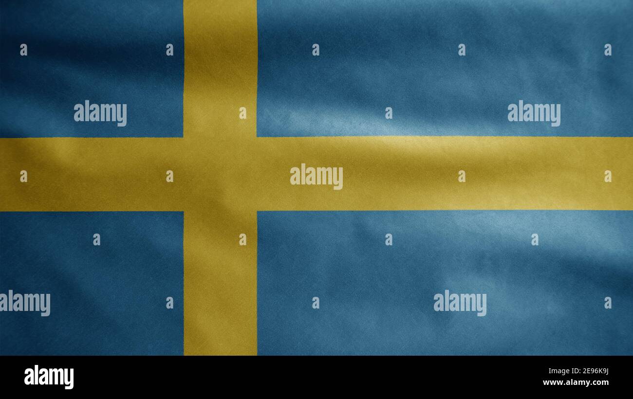 Swedish flag waving in the wind. Close up of Sweden banner blowing ...