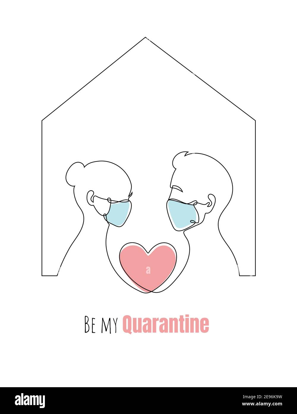 New normal Valentines Day one line continuous drawing Stock Vector ...