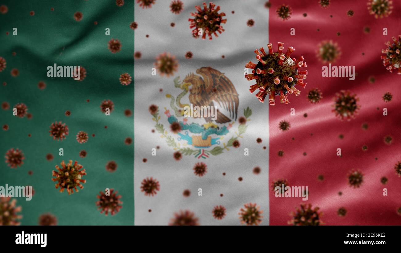 Mexican flag waving with Coronavirus outbreak infecting respiratory ...
