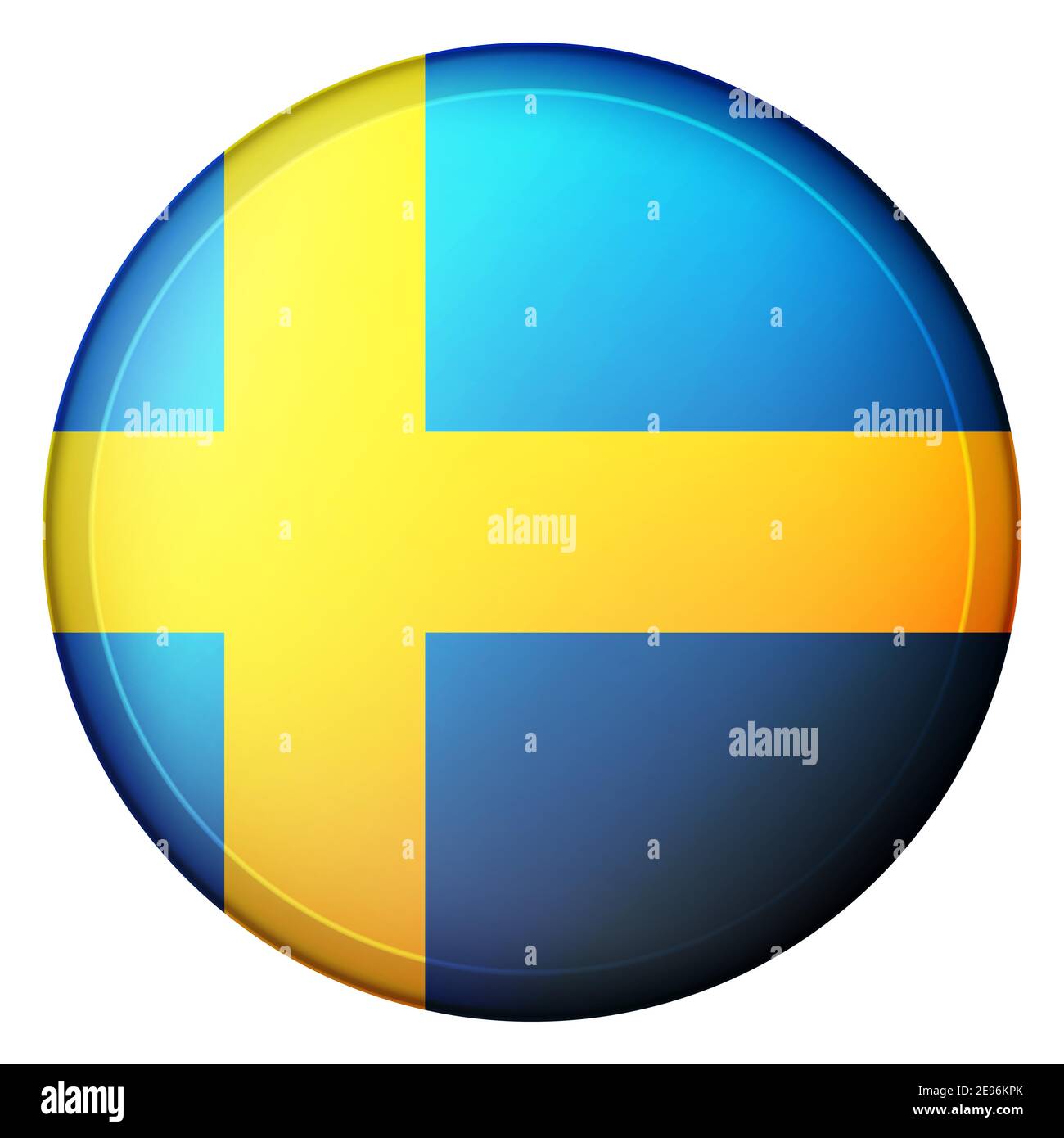 Glass light ball with flag of Sweden. Round sphere, template icon ...