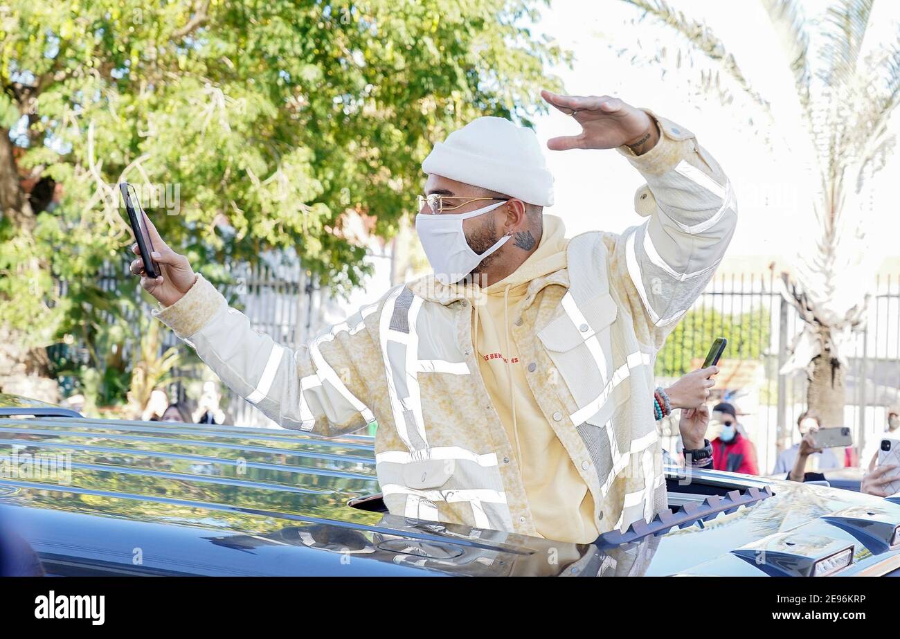 MIAMI, FL - FEBRUARY 2: Recording artist Maluma is seen at a Wynwood ...