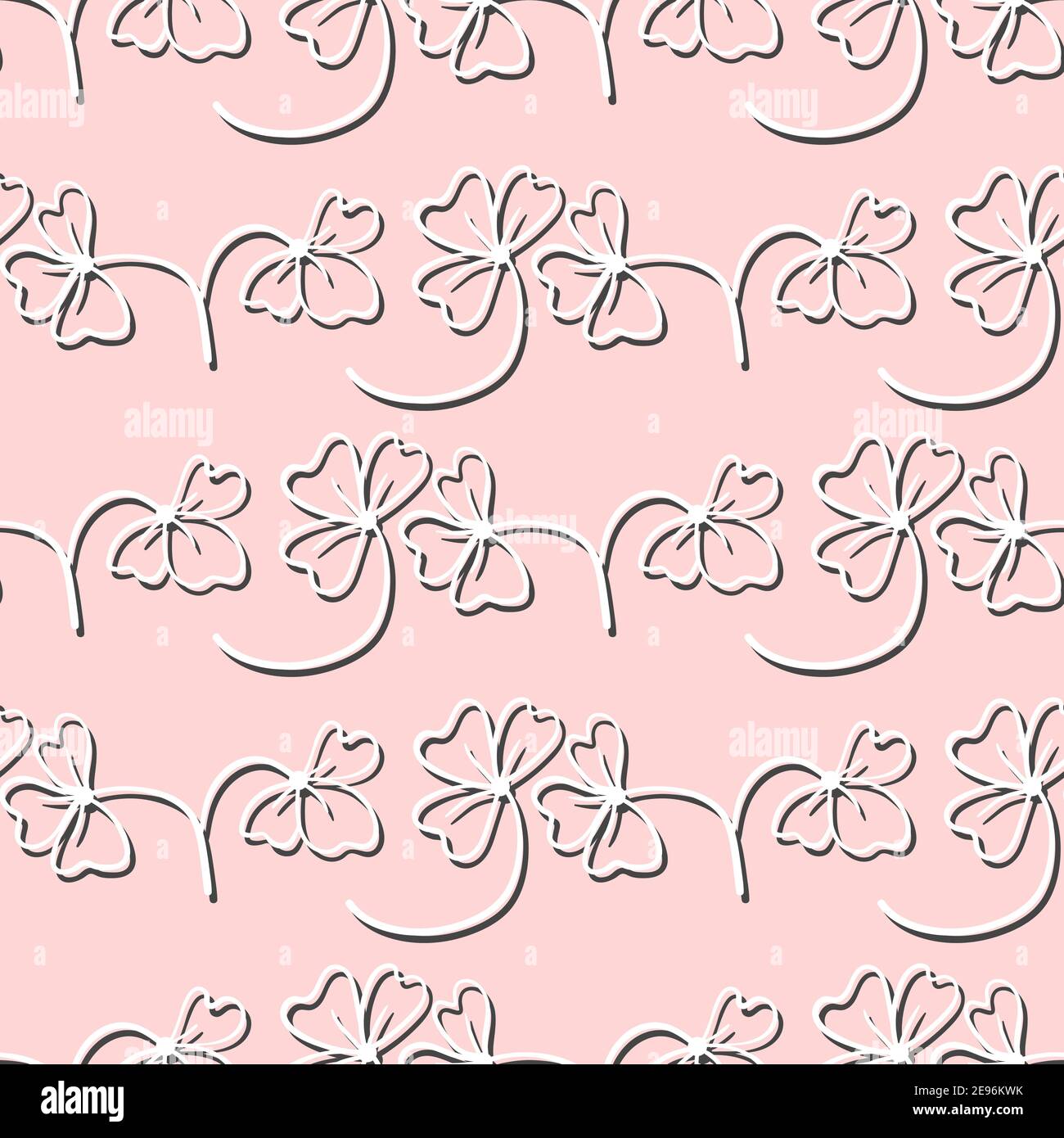 Trendy seamless floral pattern with ornament. White silhouette flowers ...