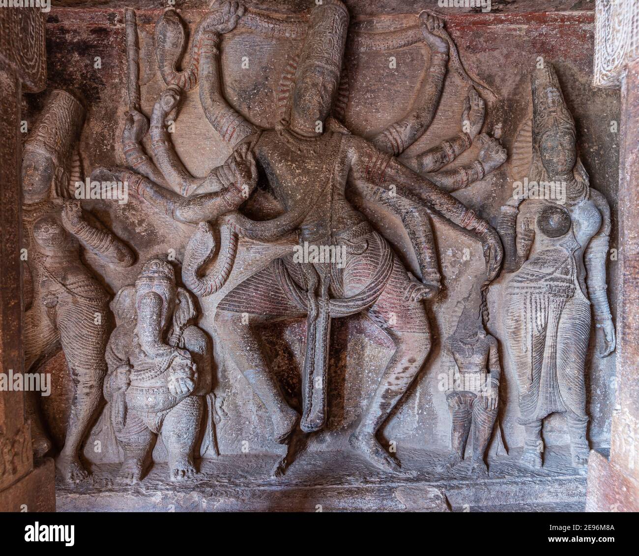 Aihole, Karnataka, India - November 7, 2013: Ravanaphadi Cave Shiva ...