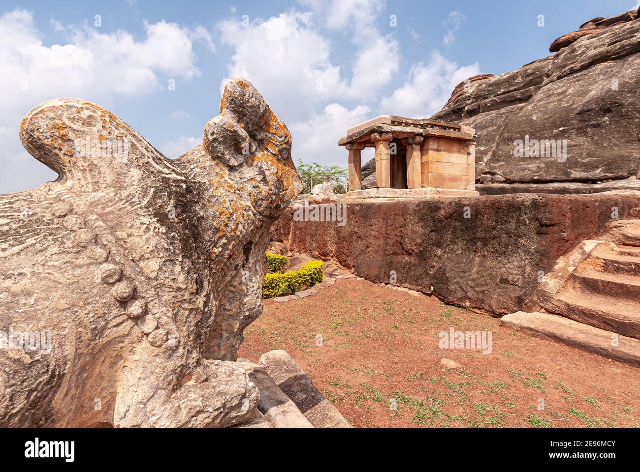 Aihole, Karnataka, India - November 7, 2013: Ravanaphadi Cave Shiva ...