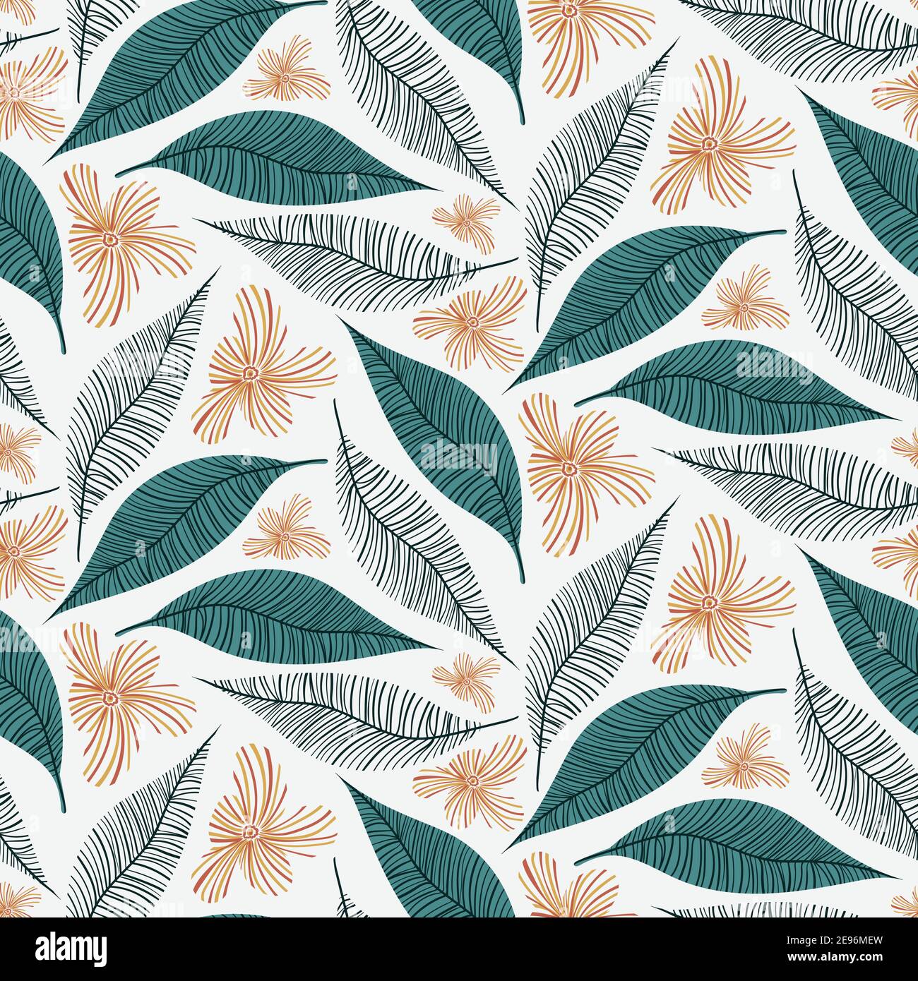 White flowers teal leaves Stock Vector Images - Alamy
