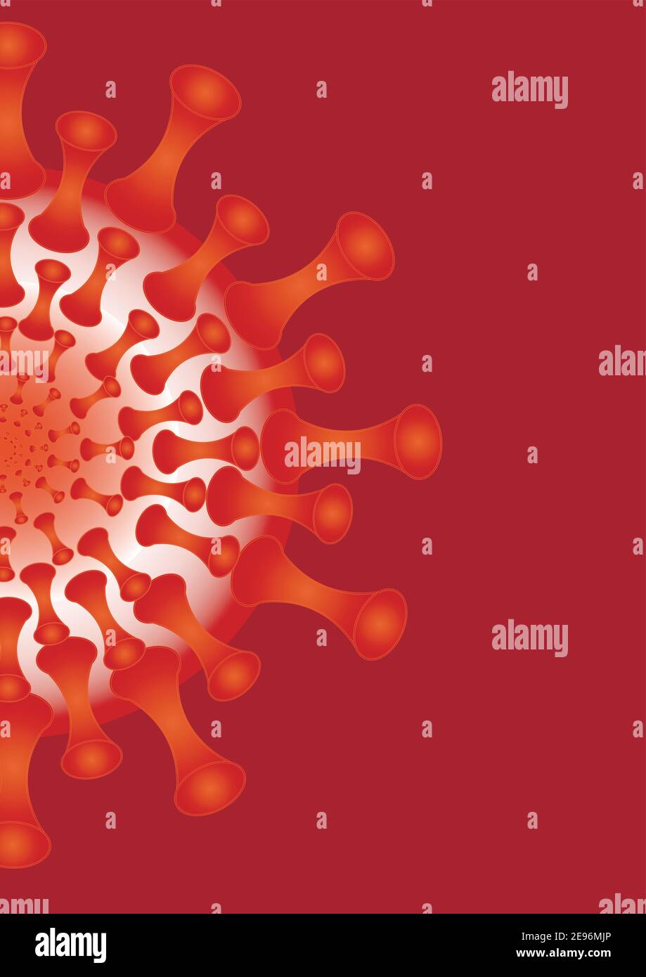 Coronavirus - isolate on a red background, format A4. Cover for a book ...