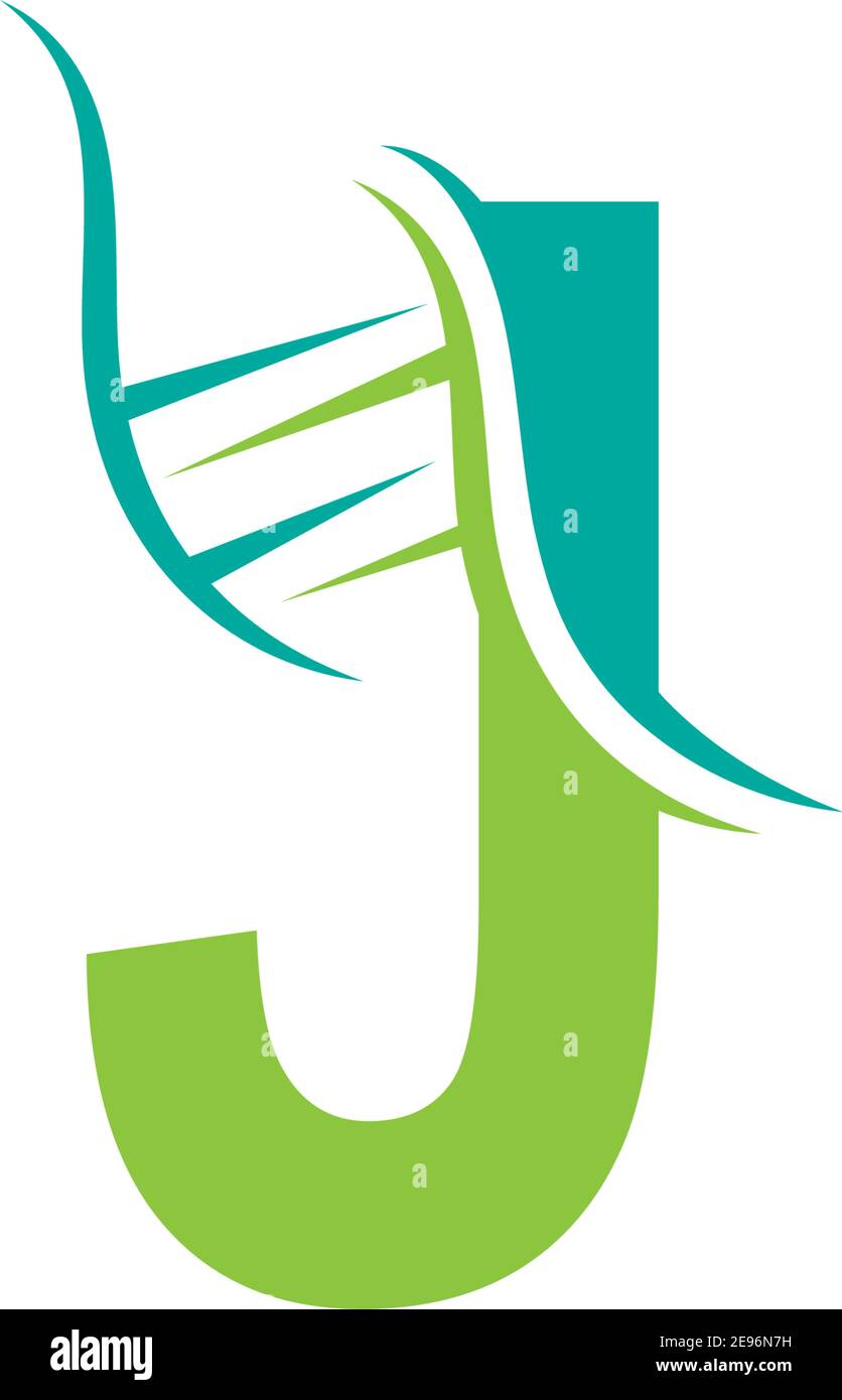 DNA icon logo with letter J template design illustration Stock Vector ...