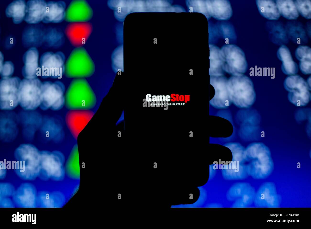 In this photo illustration a GameStop logo is seen displayed on a ...