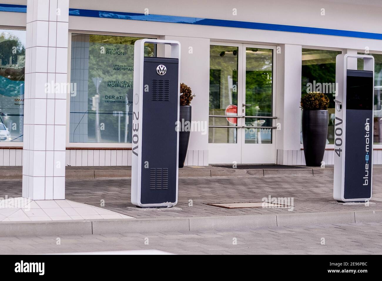 Wolfsburg, Germany - June 19, 2016: Volkswagen electric charging ...