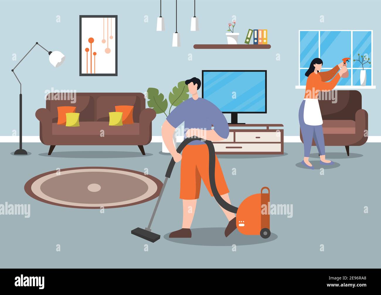 Cleaning Service Concept. Vector Flat Design Cartoon Illustration ...