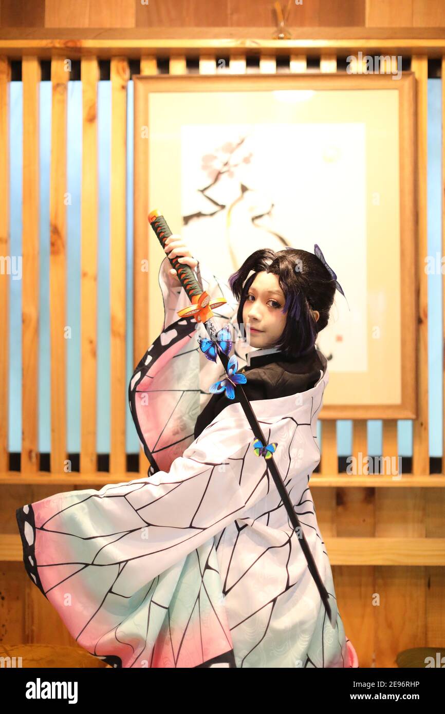 Japan anime cosplay portrait of girl with comic costume with japanese ...