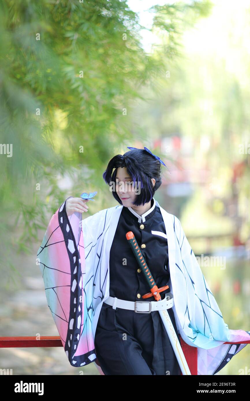 Japan anime cosplay portrait of girl with comic costume with japanese ...