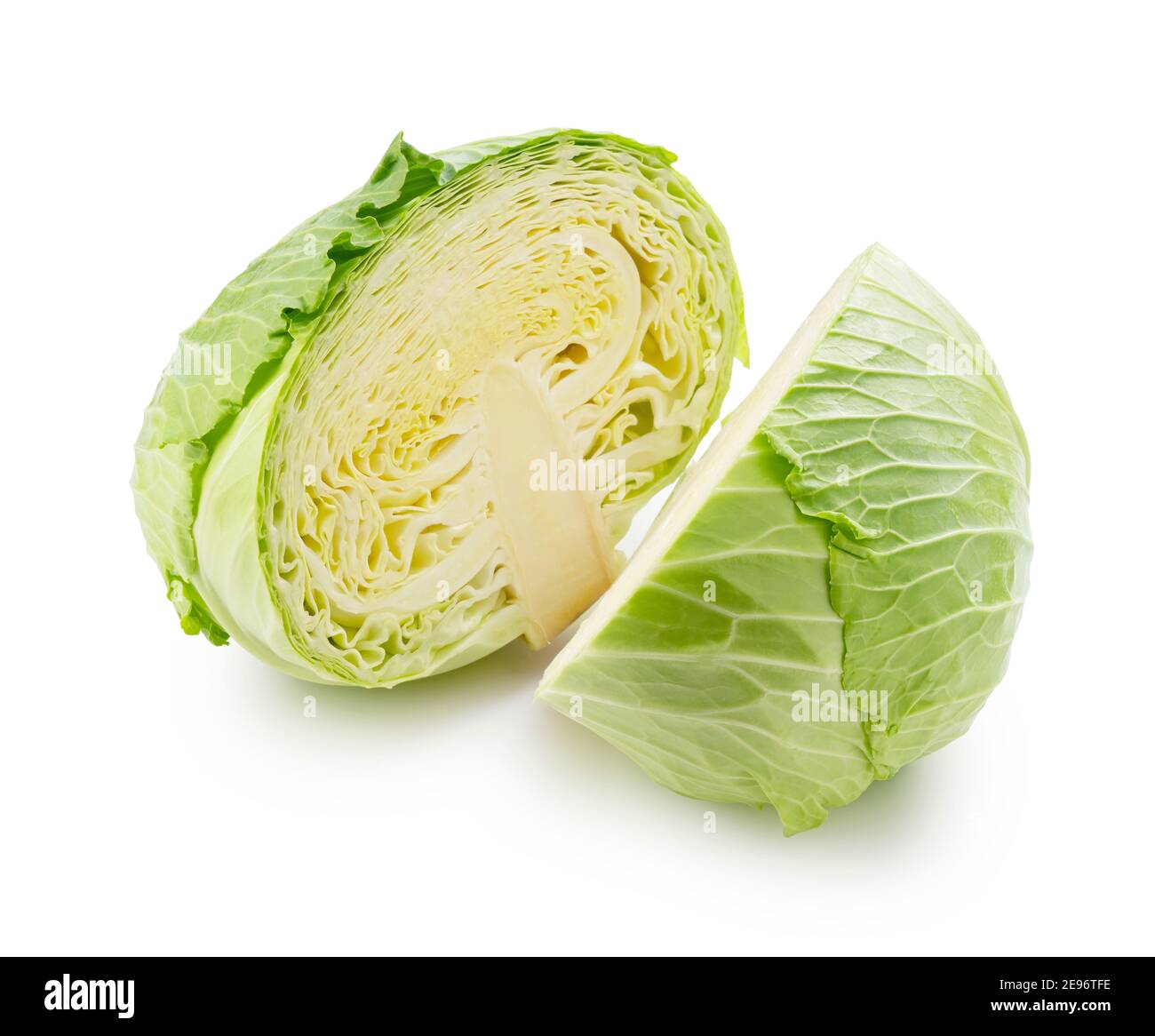 Cabbage cut in half, placed on a white background Stock Photo - Alamy