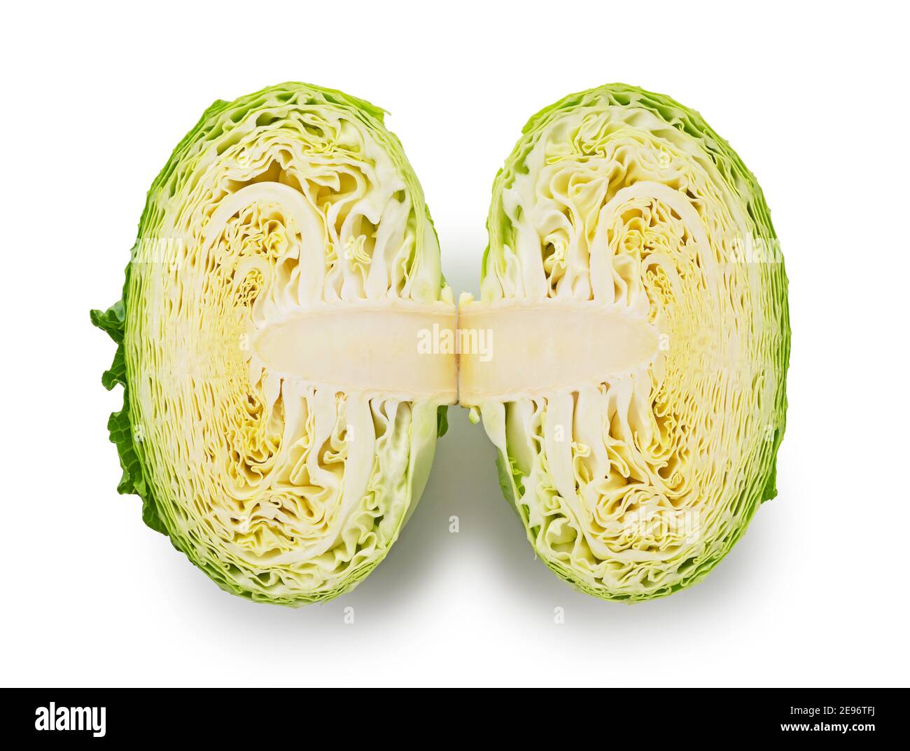 Cabbage cut in half, placed on a white background Stock Photo - Alamy