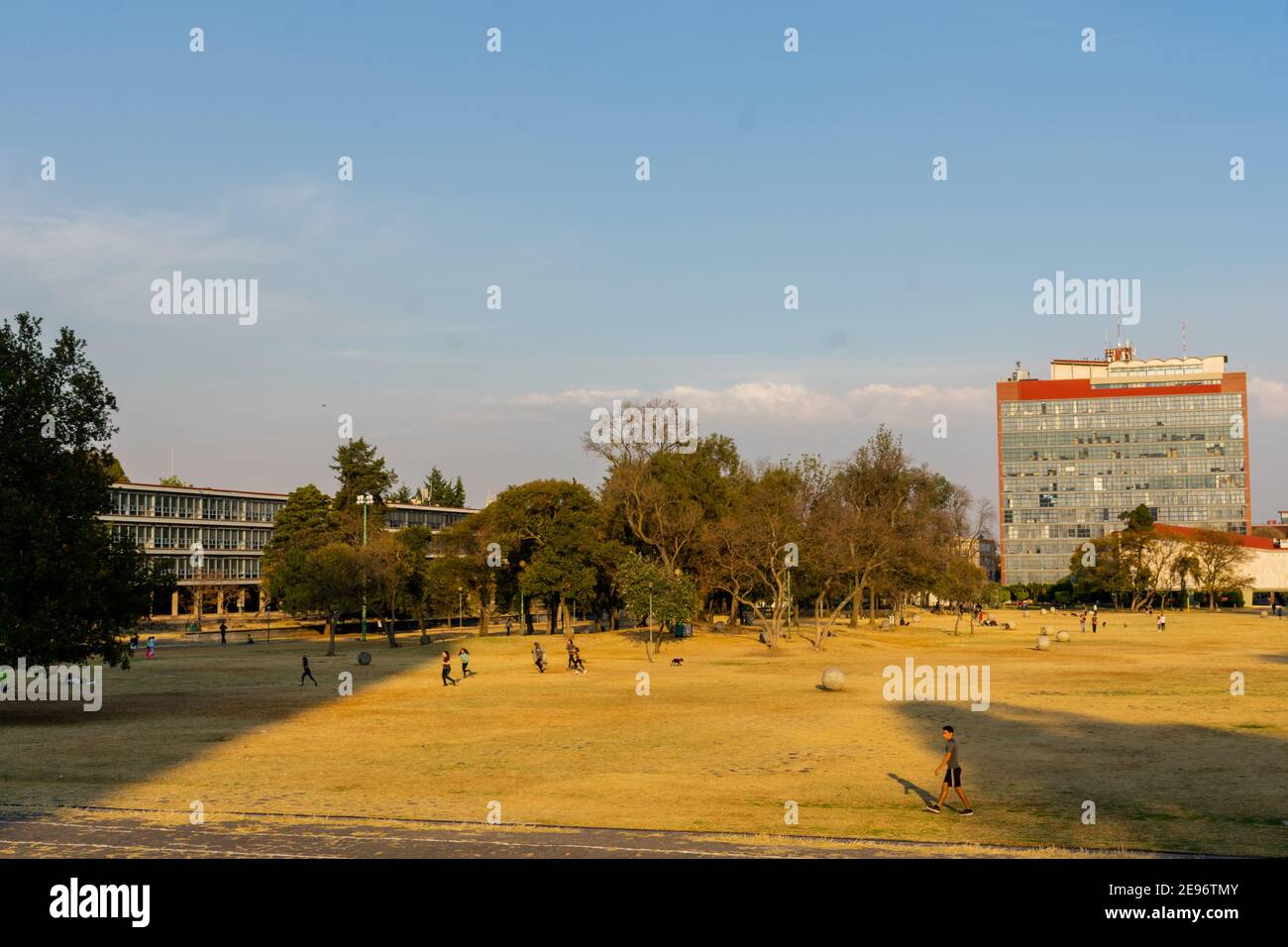 Mexican college yard with buildings in the distance Stock Photo - Alamy