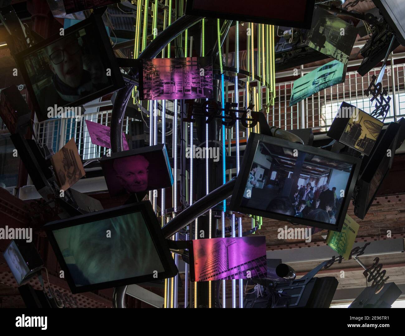 History concept with tv or monitor displays of events from certain ...