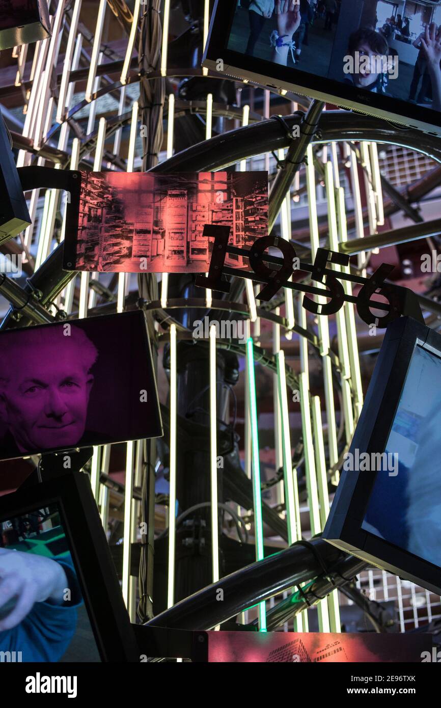 History concept with tv or monitor displays of events from certain ...