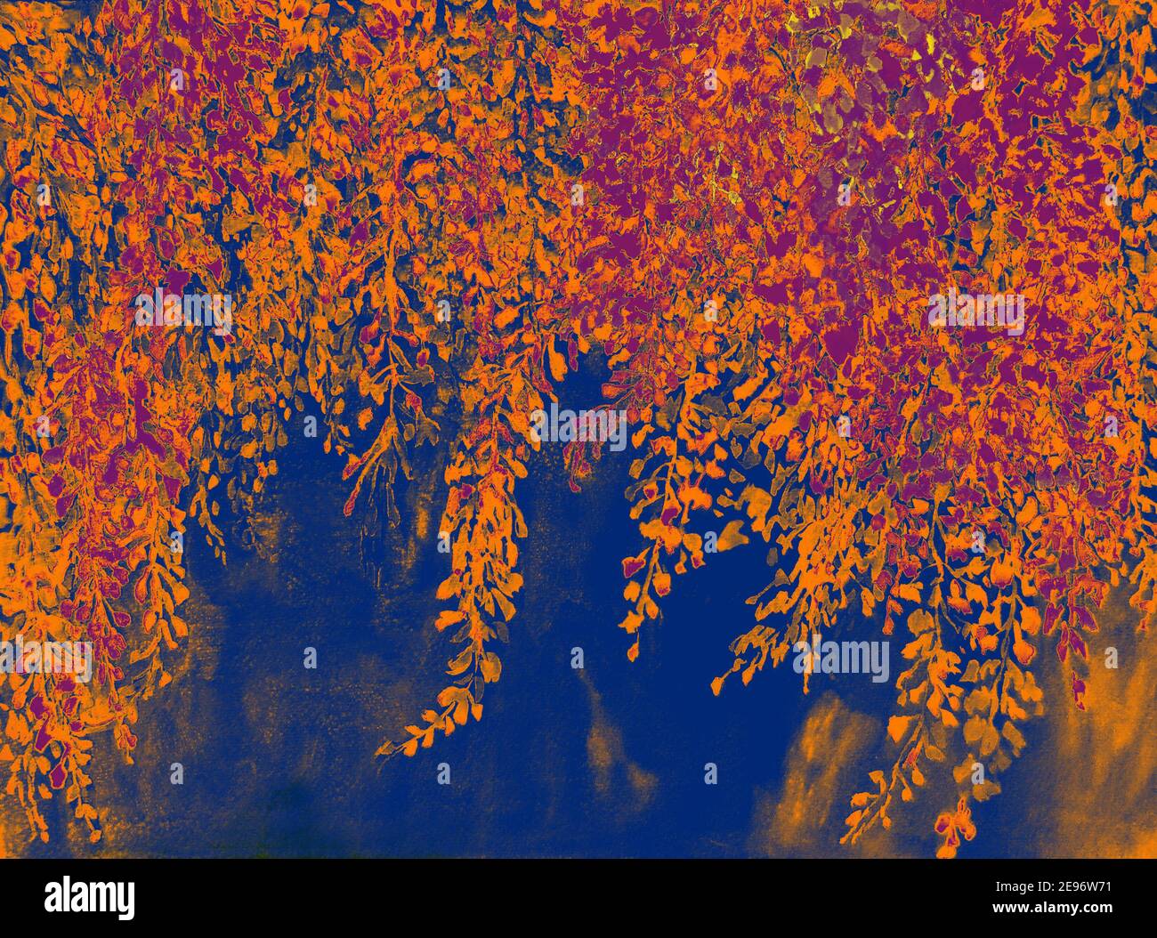 Abstract watercolor original landscape painting imagination colorful of ...