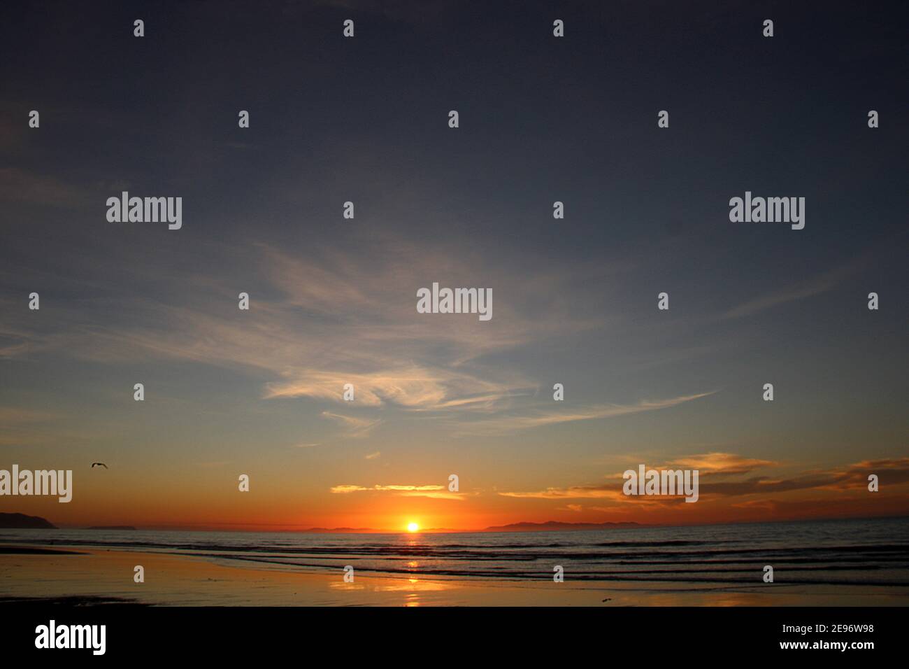 Sunset over Mana Island Cook Strait New Zealand Stock Photo - Alamy