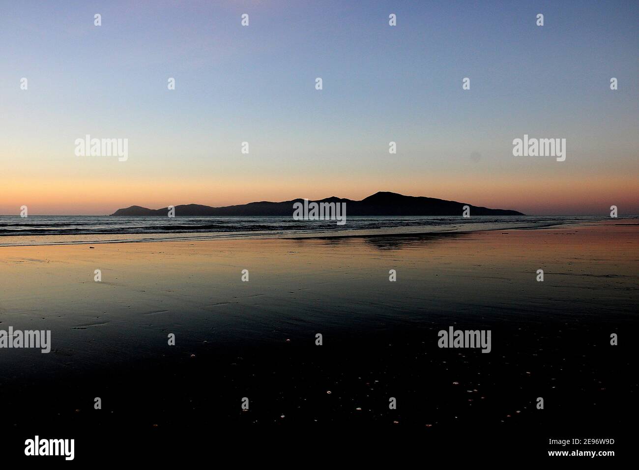 Sunset over Mana Island Cook Strait New Zealand Stock Photo - Alamy