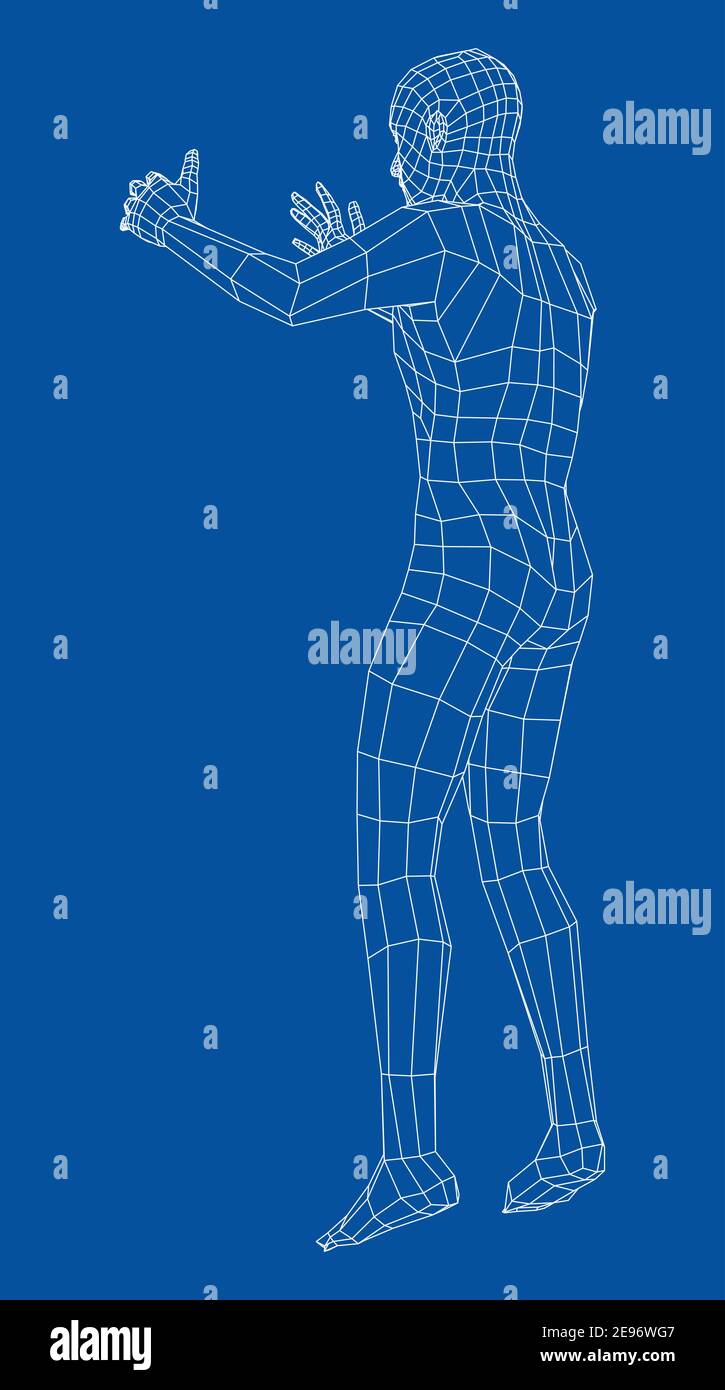 Wireframe jumping man. Vector Stock Vector Image & Art - Alamy