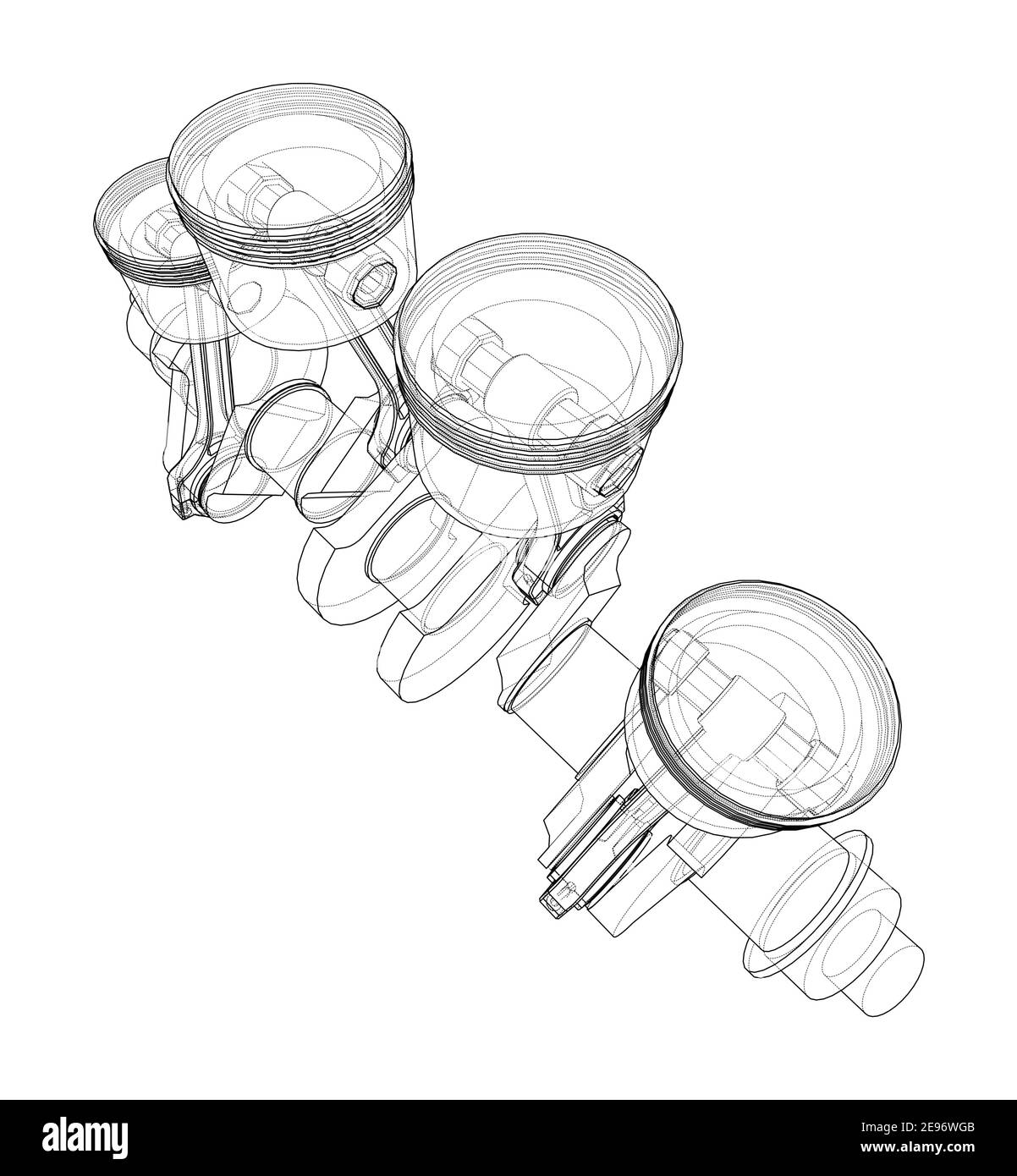 Engine crankshaft with pistons outline. Vector Stock Vector Image & Art ...