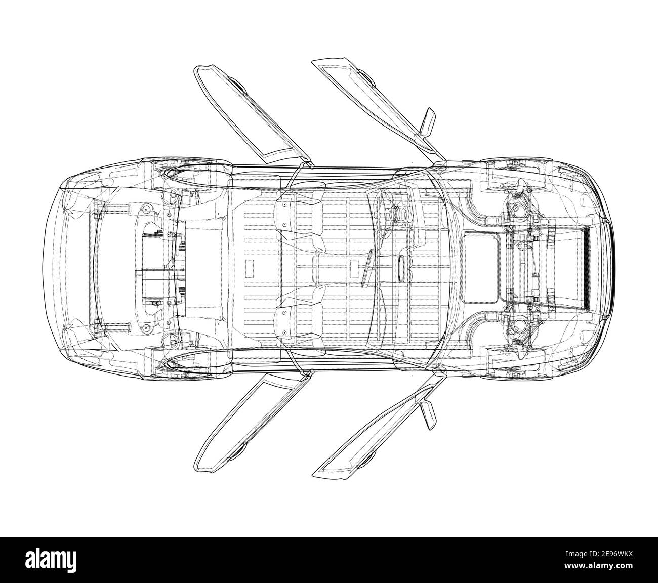 Electric Car With Chassis. Vector rendering of 3d Stock Vector Image ...