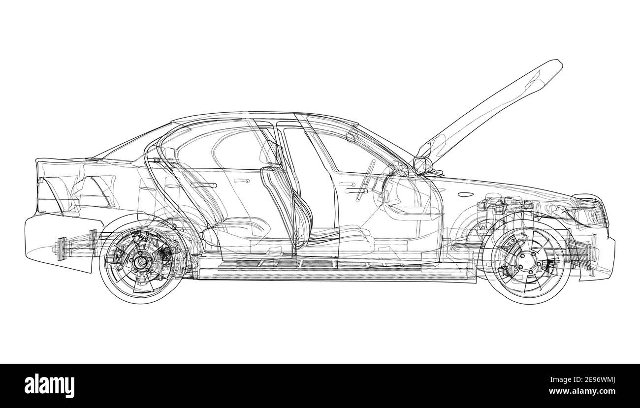 Electric Car With Chassis. Vector rendering of 3d Stock Vector Image ...