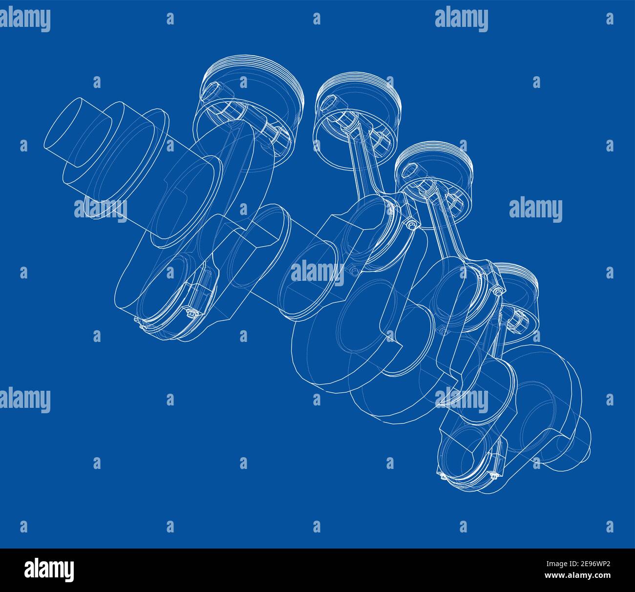 Engine crankshaft with pistons outline. Vector Stock Vector Image & Art ...