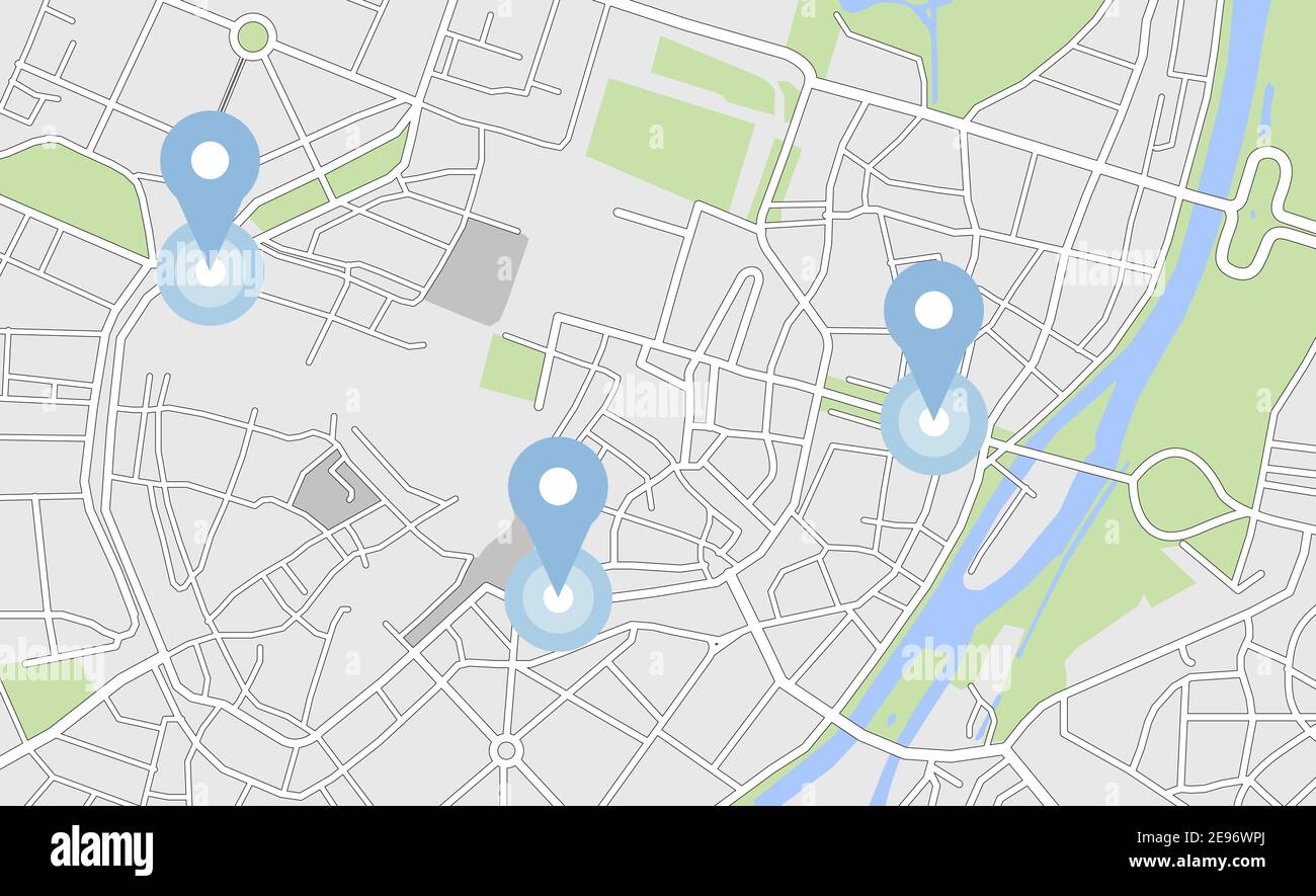 City map with some location tags Stock Vector Image & Art - Alamy